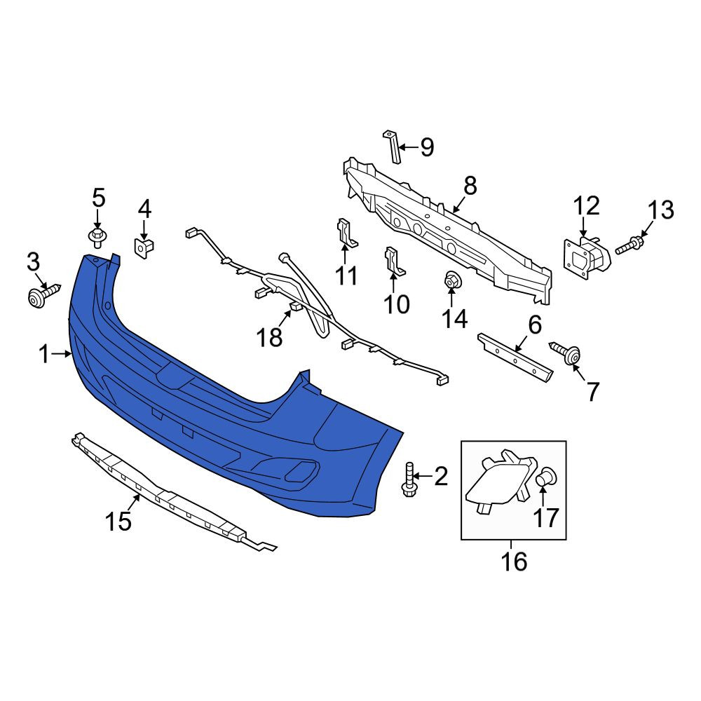 Hyundai OE 86611A5000 - Rear Bumper Cover