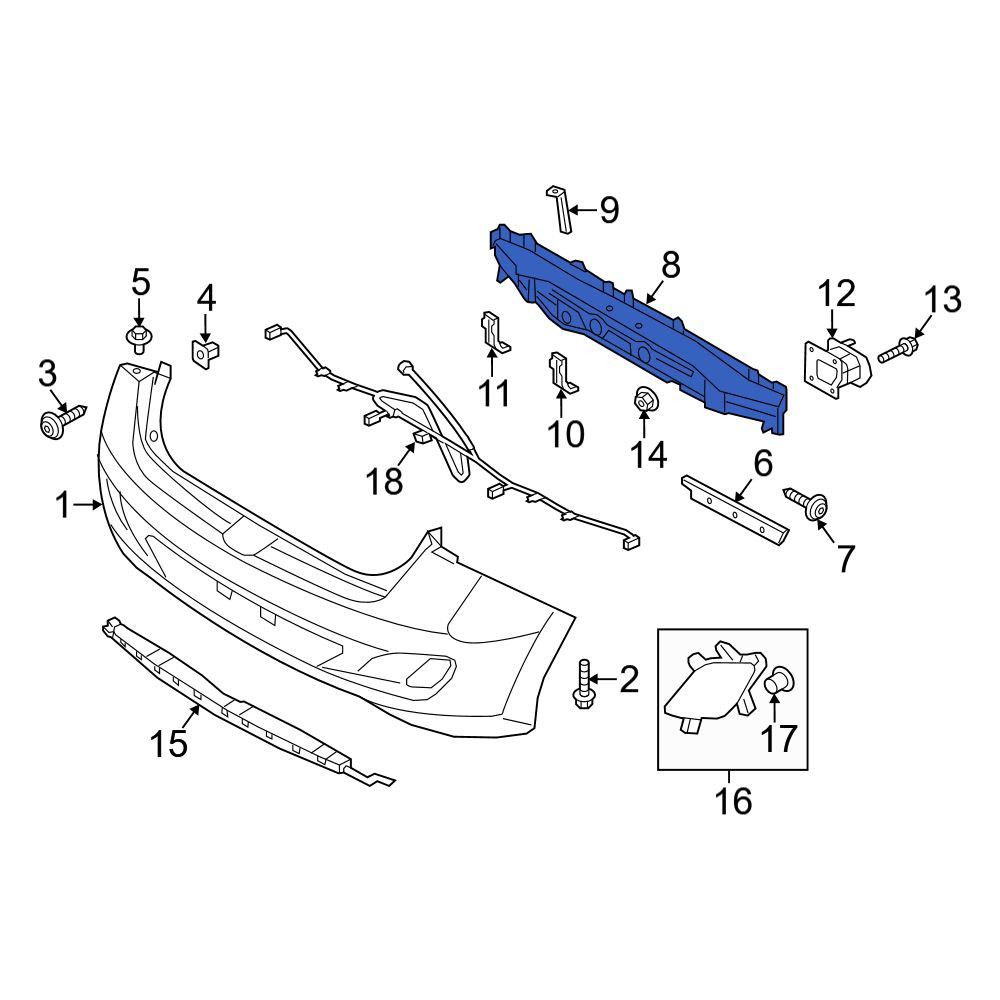 Hyundai OE 86631A5000 - Rear Bumper Impact Bar