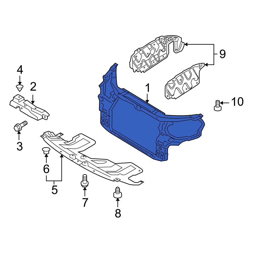 Hyundai OE 641010W500 - Front Radiator Support Panel