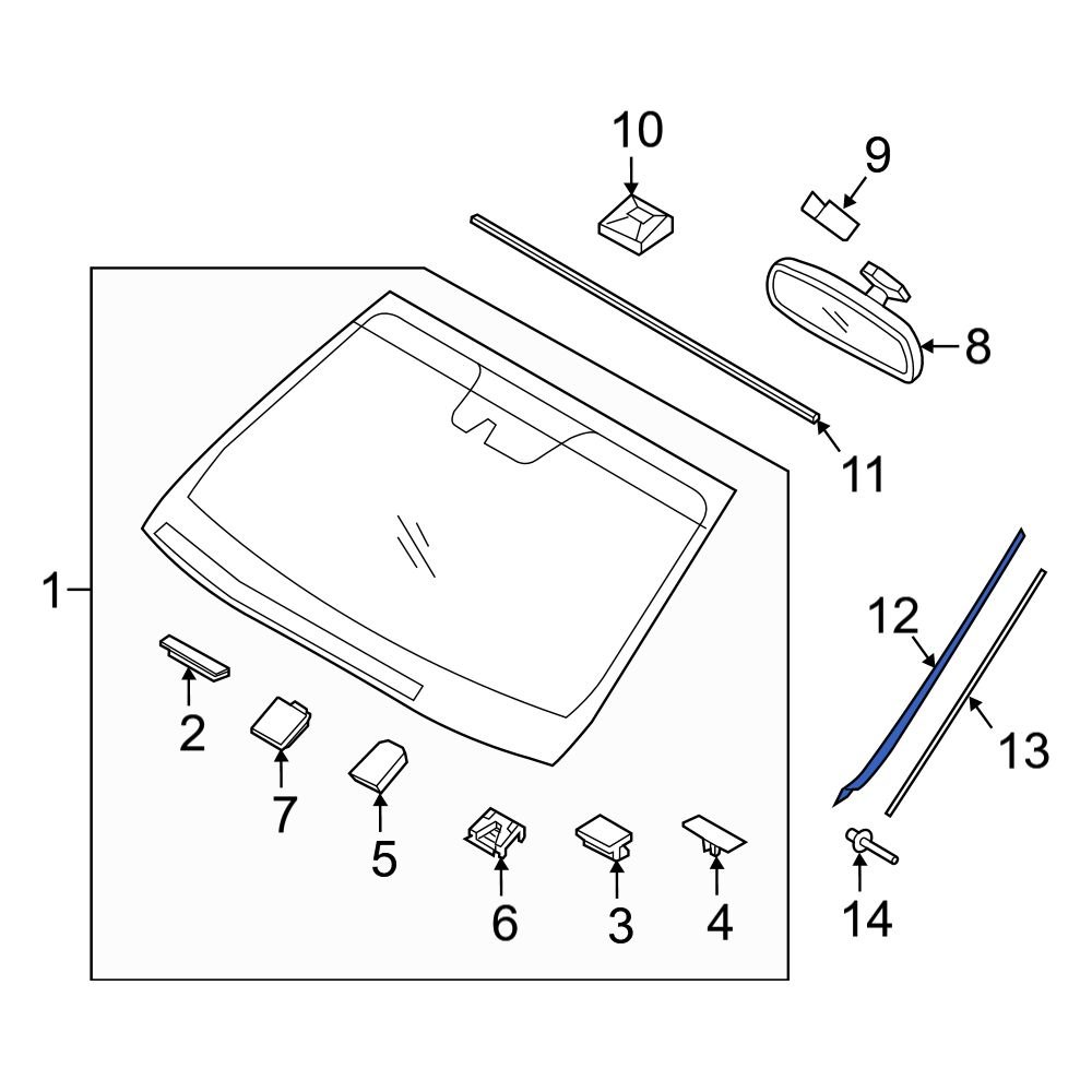Hyundai OE 861312W000 - Front Left Windshield Molding
