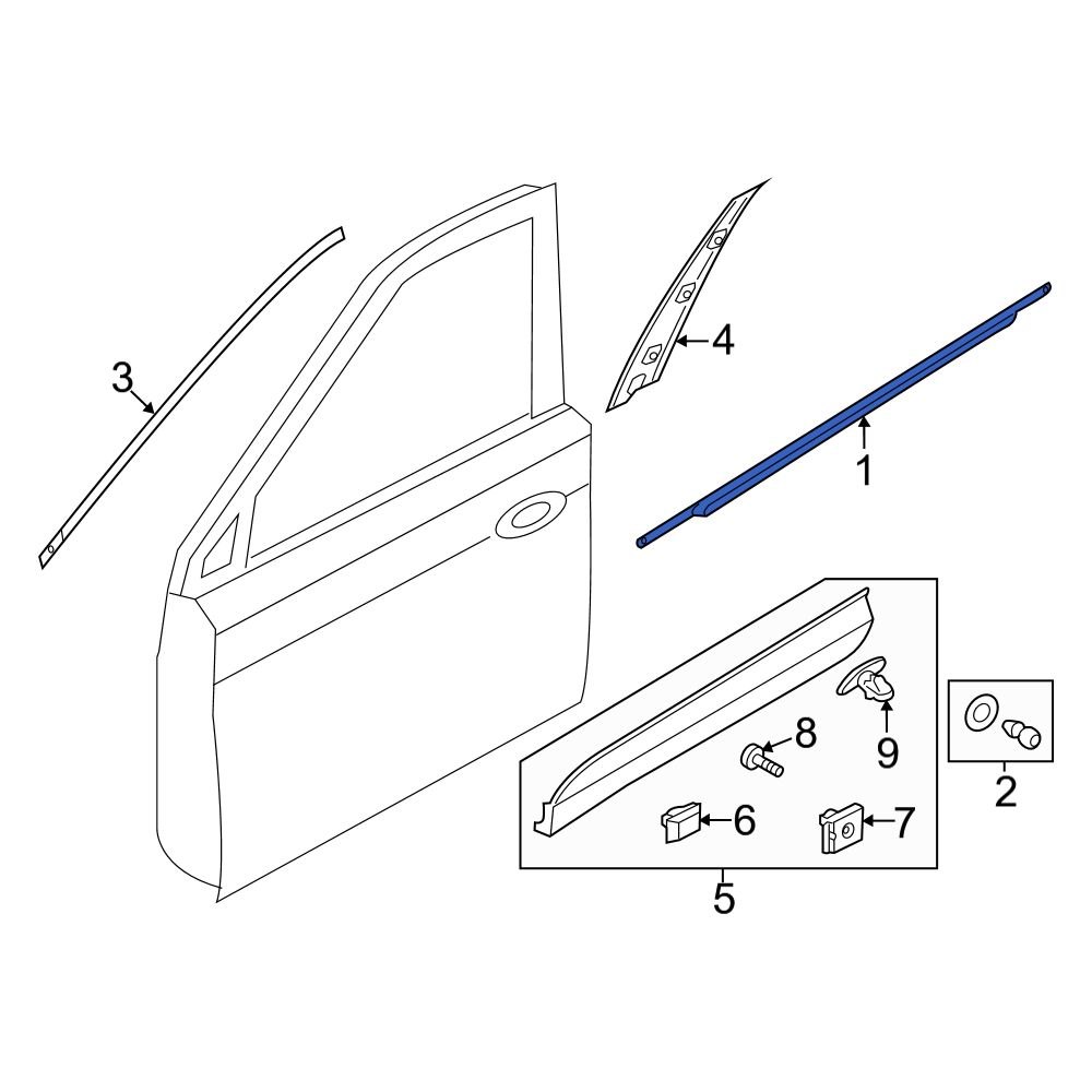 Hyundai OE 822102W000 - Front Left Door Belt Molding