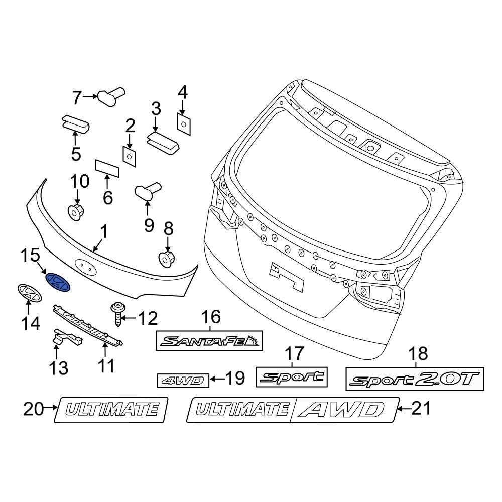 Hyundai OE 873742W000 - Liftgate Emblem Gasket