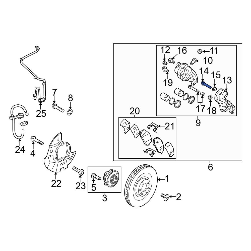 Hyundai OE 581621H000 - Front Upper Disc Brake Caliper Pin