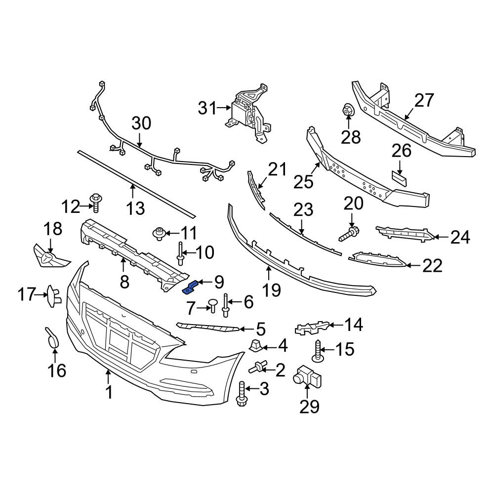Hyundai OE 86575B1000 - Front Left Upper Bumper Cover Support Rail Bracket