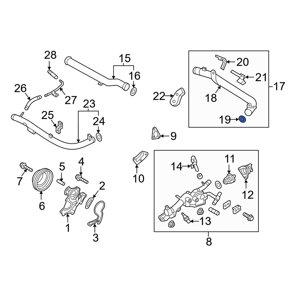 Hyundai OE 2546235504 - Engine Coolant Pipe Seal