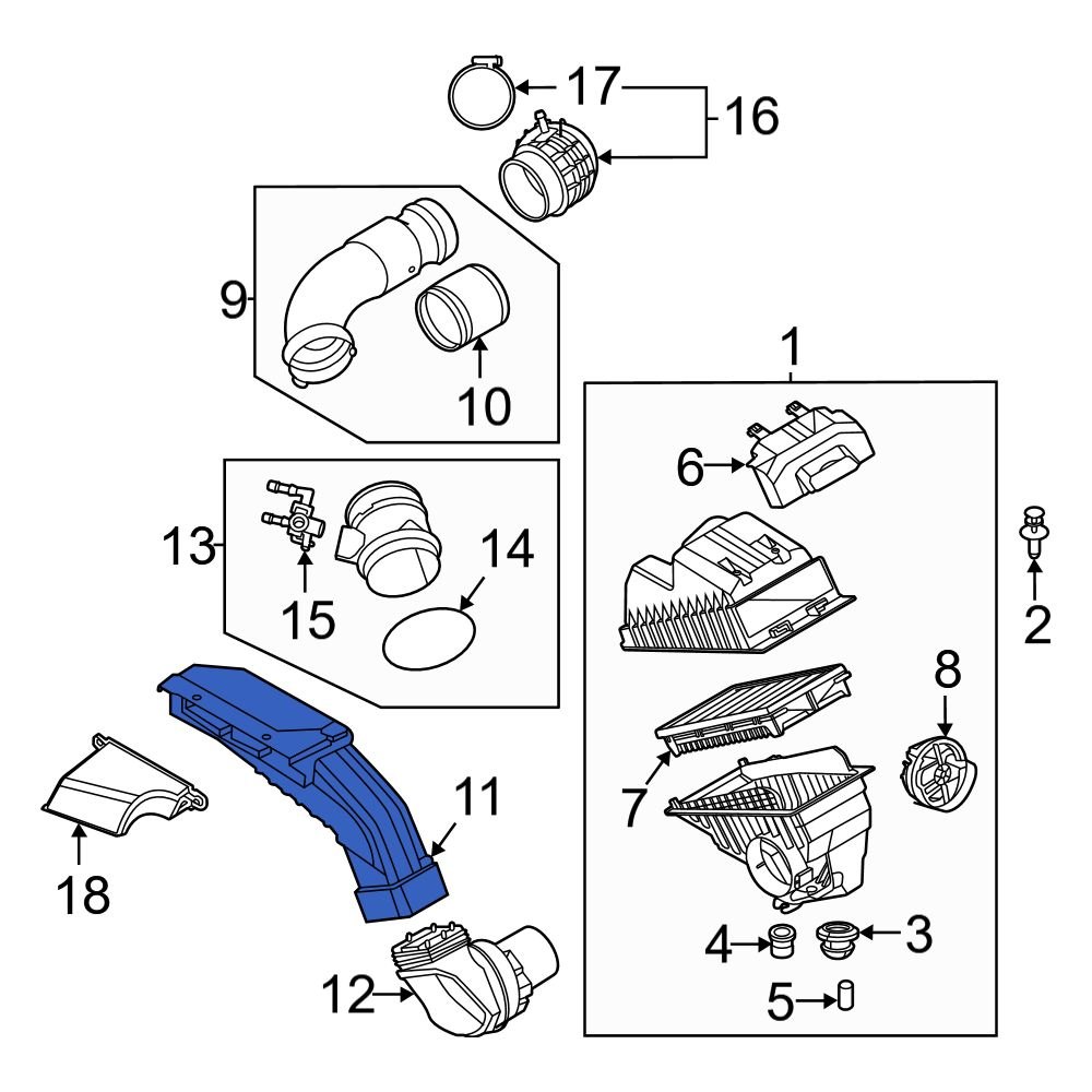 Hyundai OE 28210P2000 - Front Center Engine Air Intake Hose