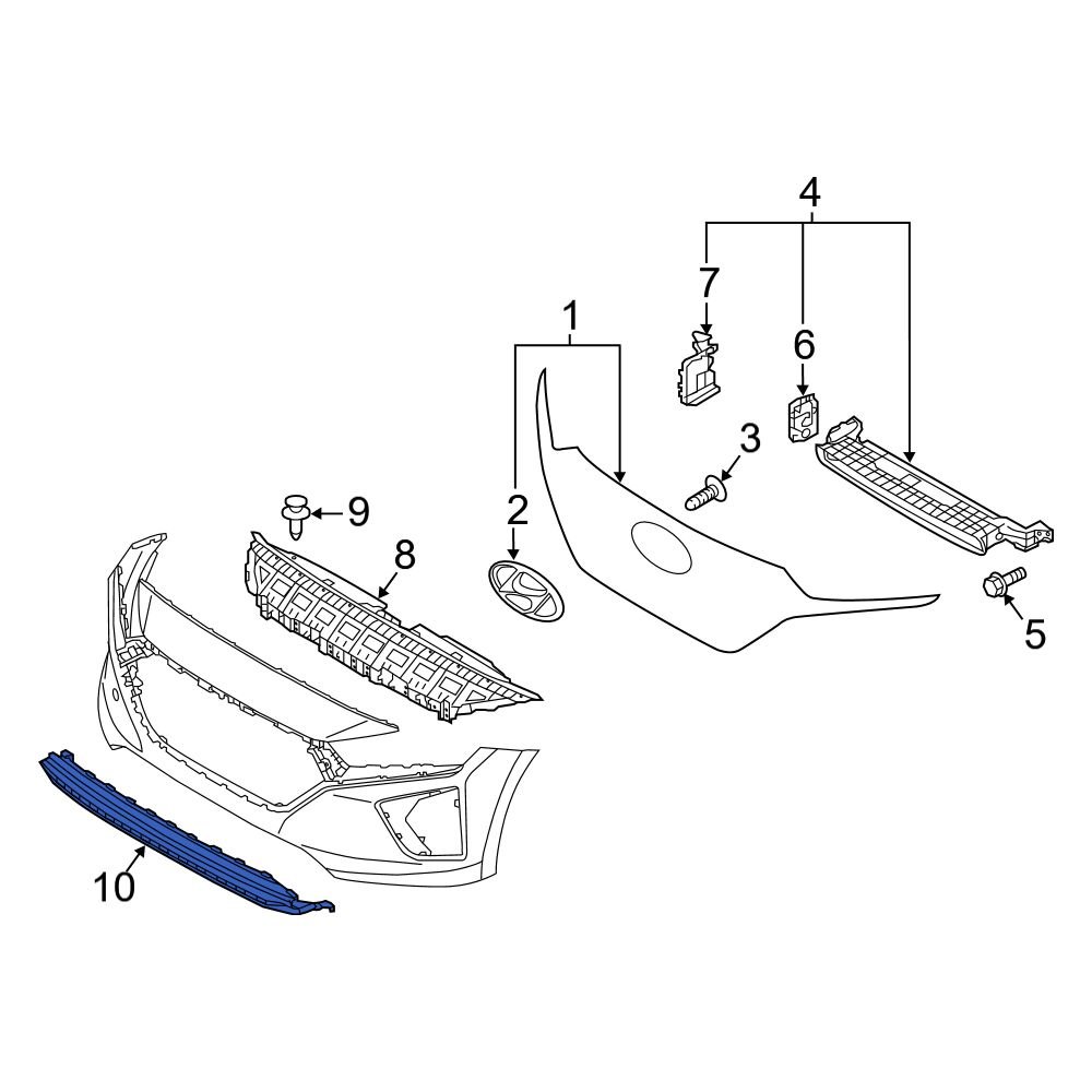 Hyundai OE 86560G2100TAD - Front Lower Grille