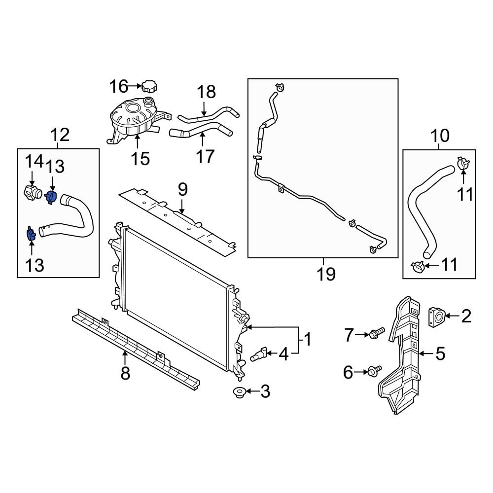 Hyundai OE 253312P044 - Front Lower Rearward Radiator Hose Clamp