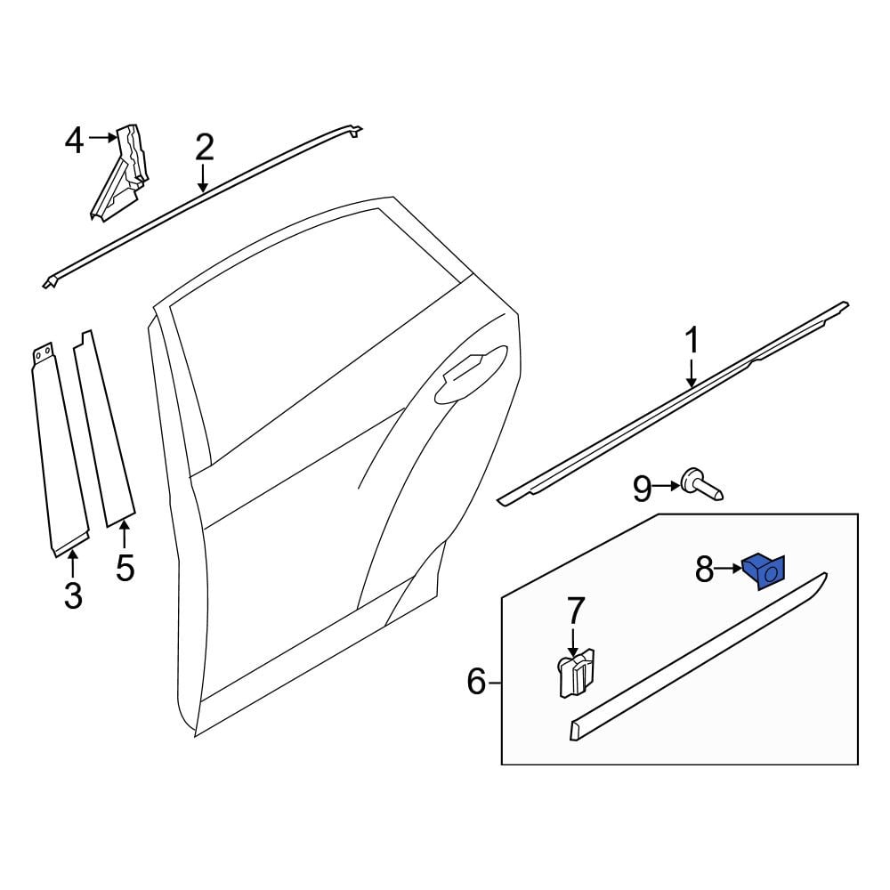 Hyundai OE 87714FD200 - Rear Rocker Panel Molding Clip