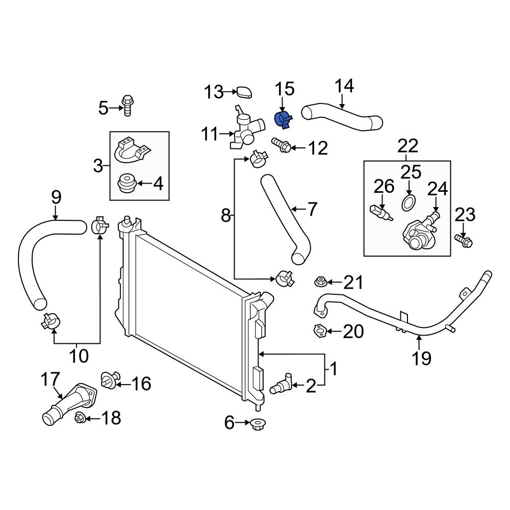Hyundai OE 253311W041 - Rear Upper Radiator Hose Clamp