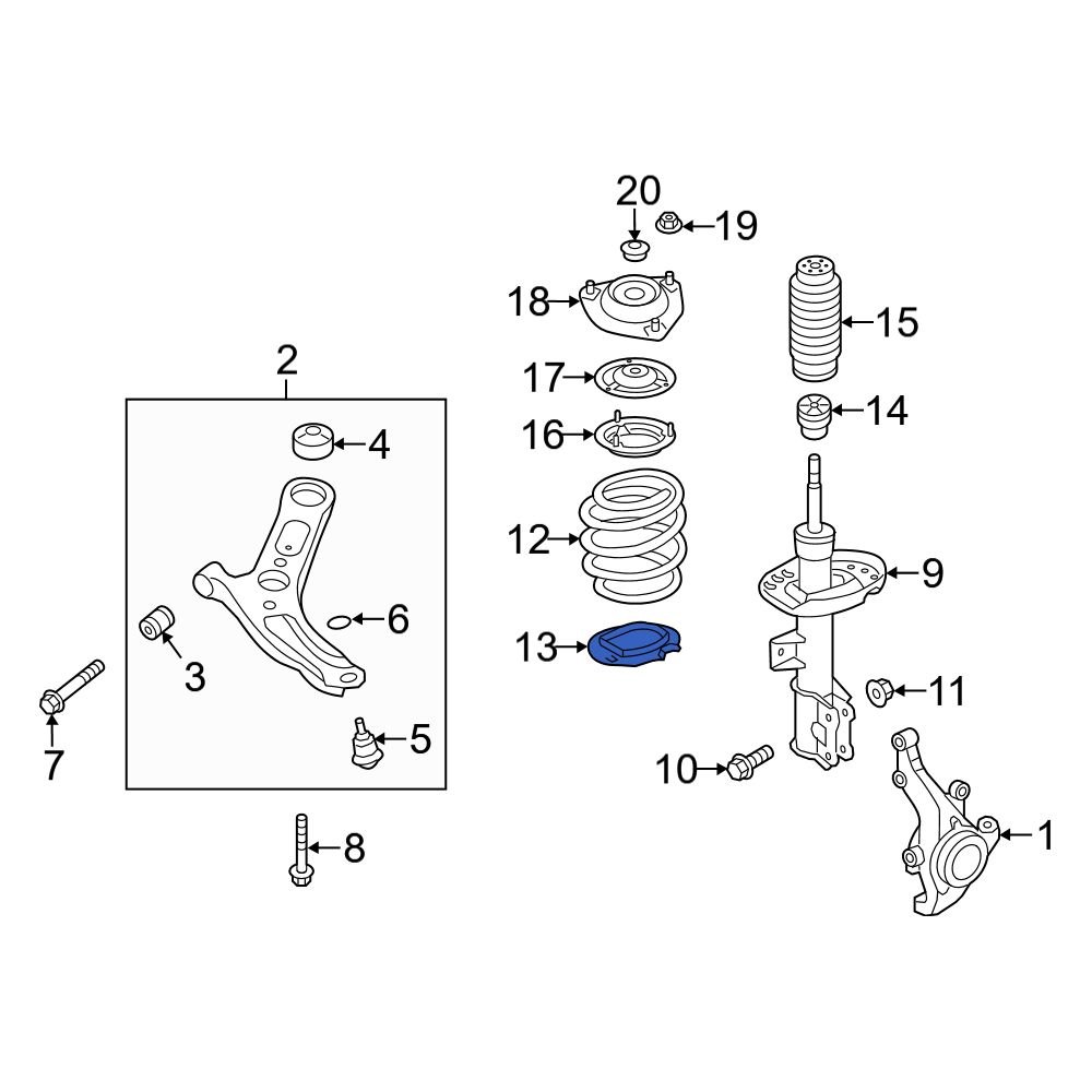 Hyundai OE 546330Z000 - Front Lower Coil Spring Insulator