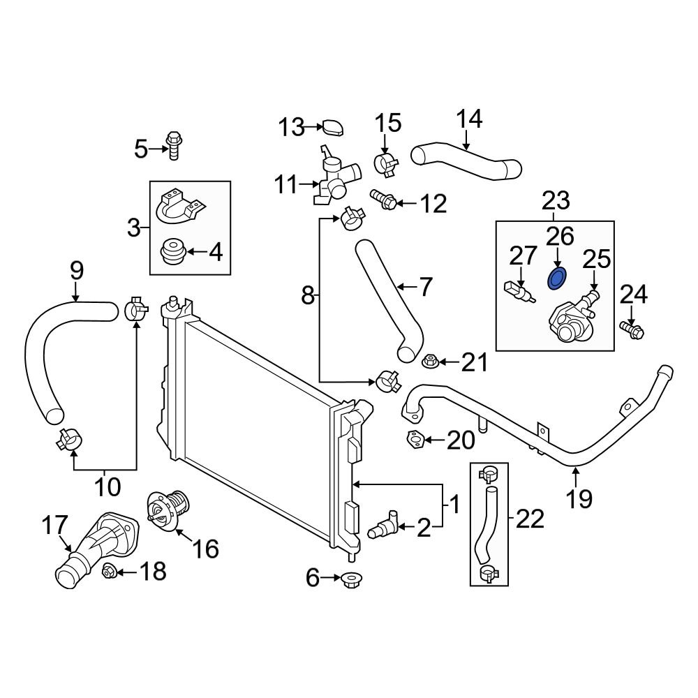 Hyundai OE 256232B000 - Engine Coolant Outlet O-Ring