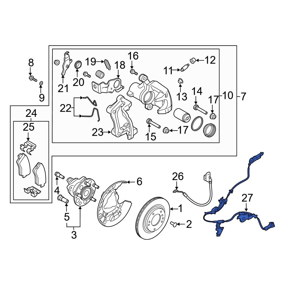 Hyundai OE 58980C1100 - Rear ABS Wheel Speed Sensor