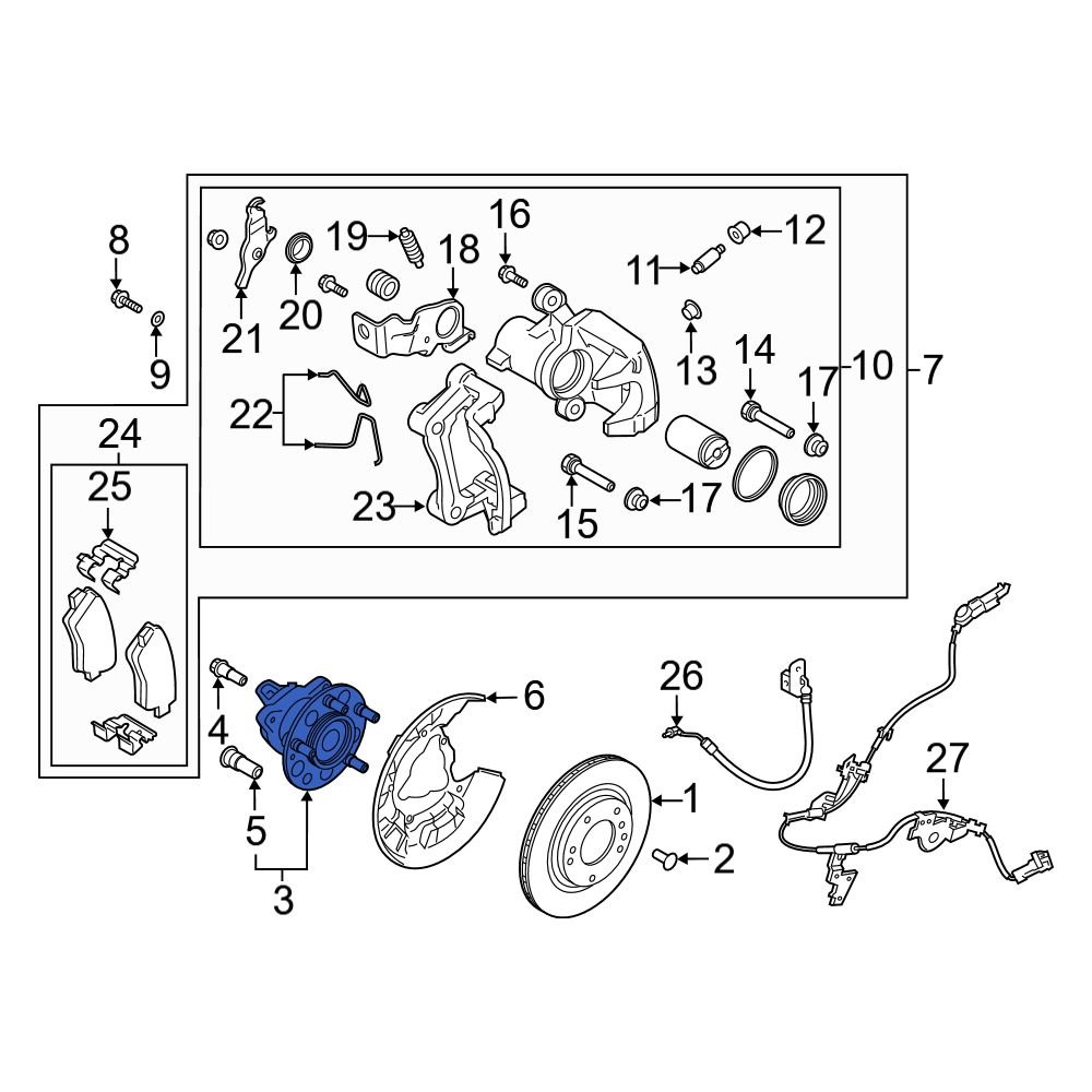 Hyundai OE 52730C1100 - Rear Wheel Bearing and Hub Assembly