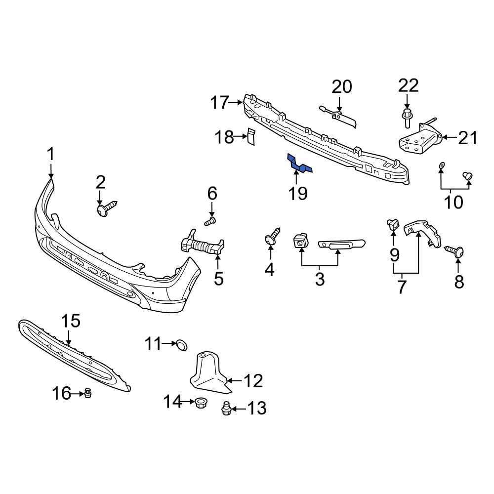 Hyundai OE 86637J9000 - Rear Lower Bumper Impact Bar Bracket