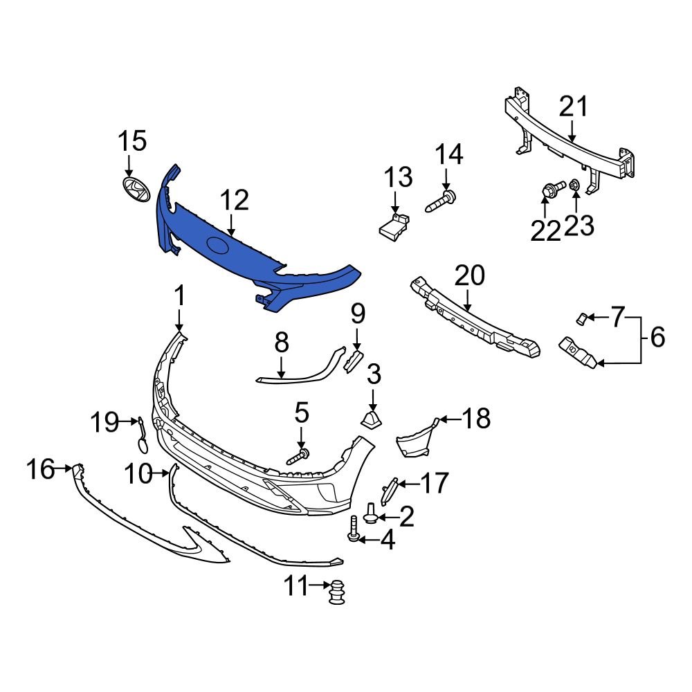 Hyundai OE 86550J9CA0AS - Front Upper Bumper Cover