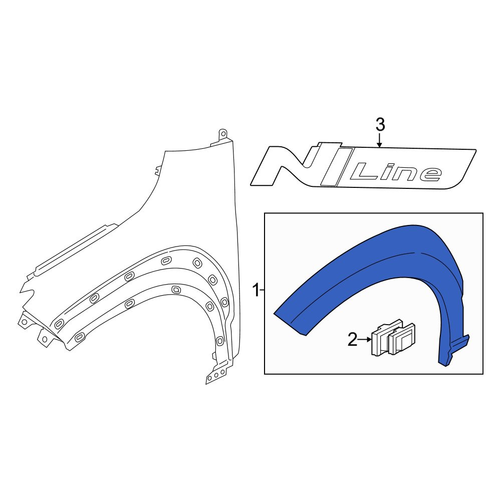 Hyundai OE 87712BE010 - Front Right Wheel Arch Molding