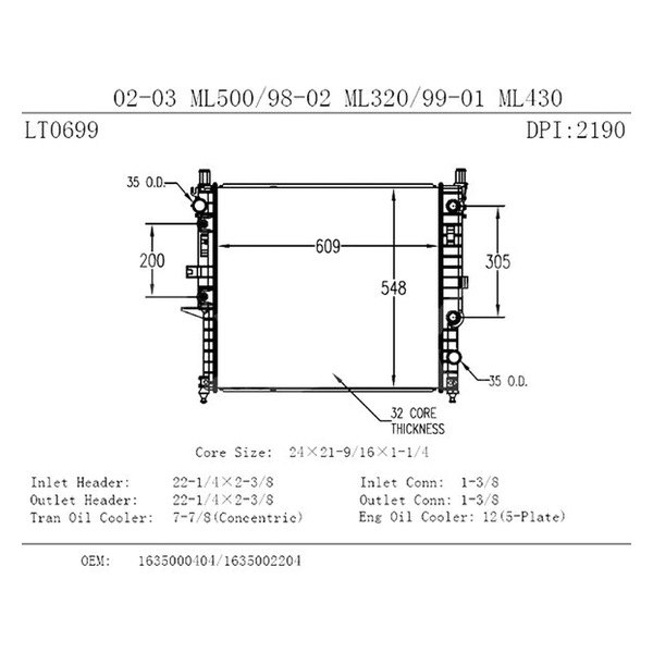iD Select® RAD2190 - Engine Coolant Radiator with Transmission Oil Cooler