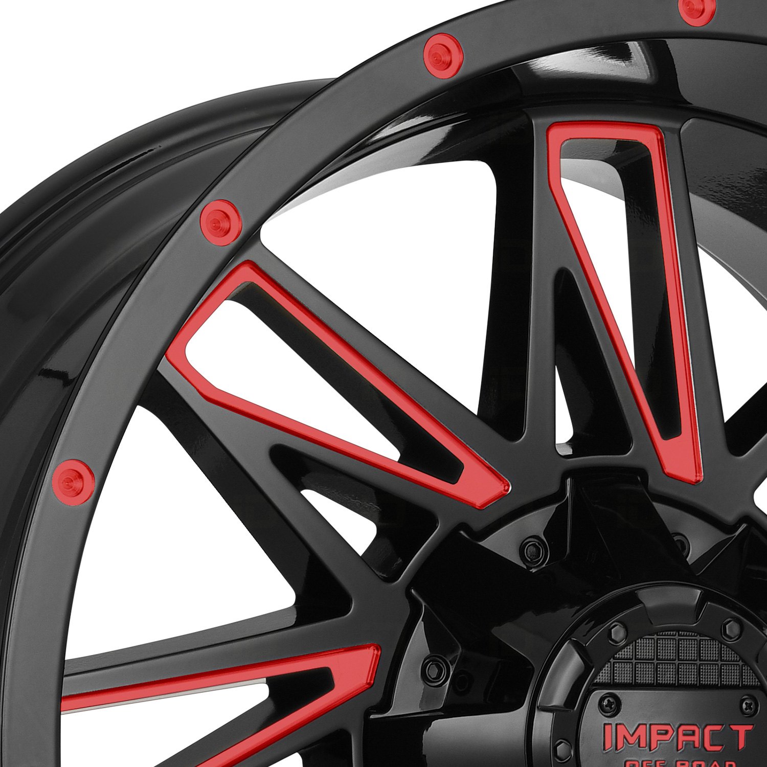 IMPACT OFF-ROAD® 814 Wheels - Gloss Black with Red Milled Accents Rims