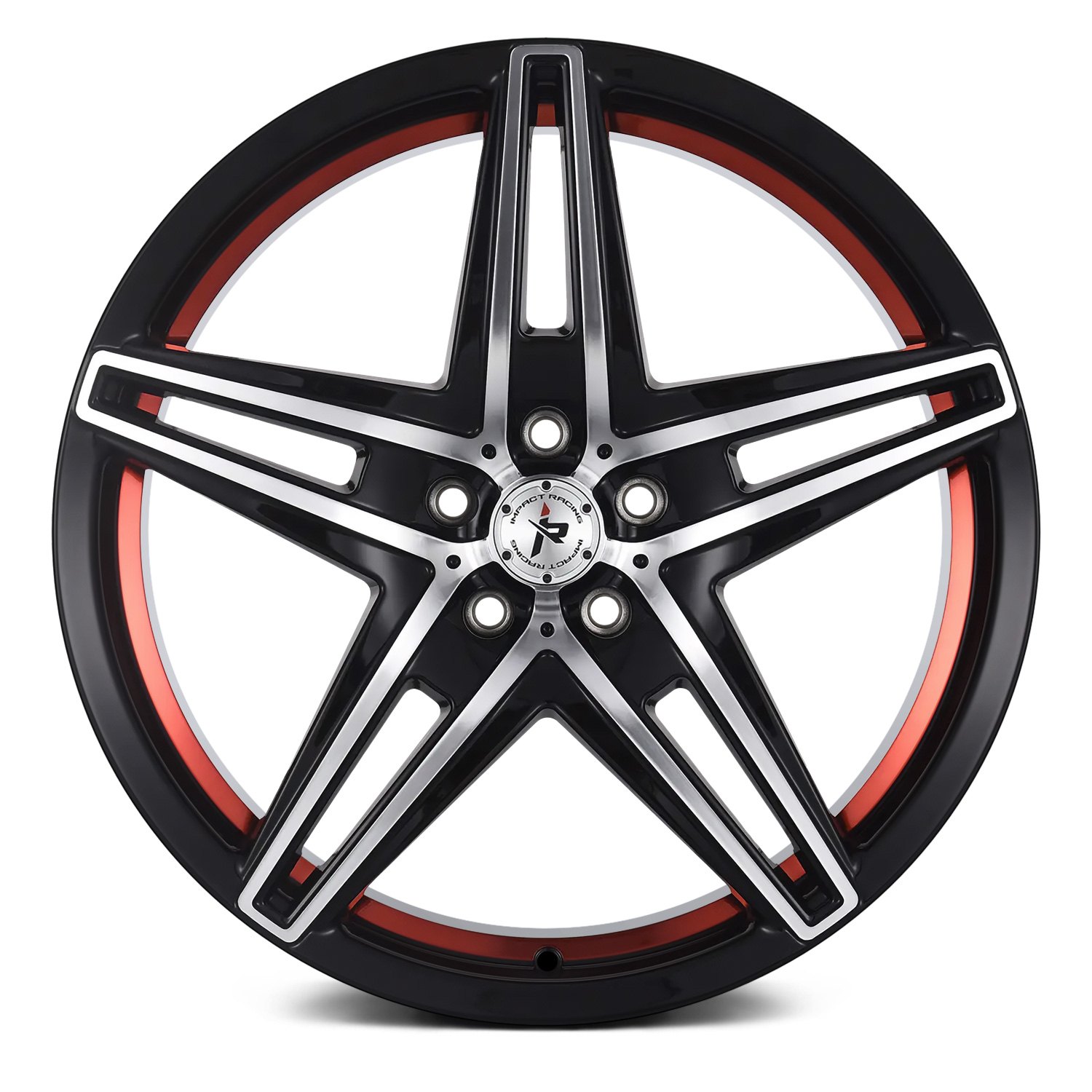 IMPACT RACING® 604 Wheels - Gloss Black with Machined Face and Red ...
