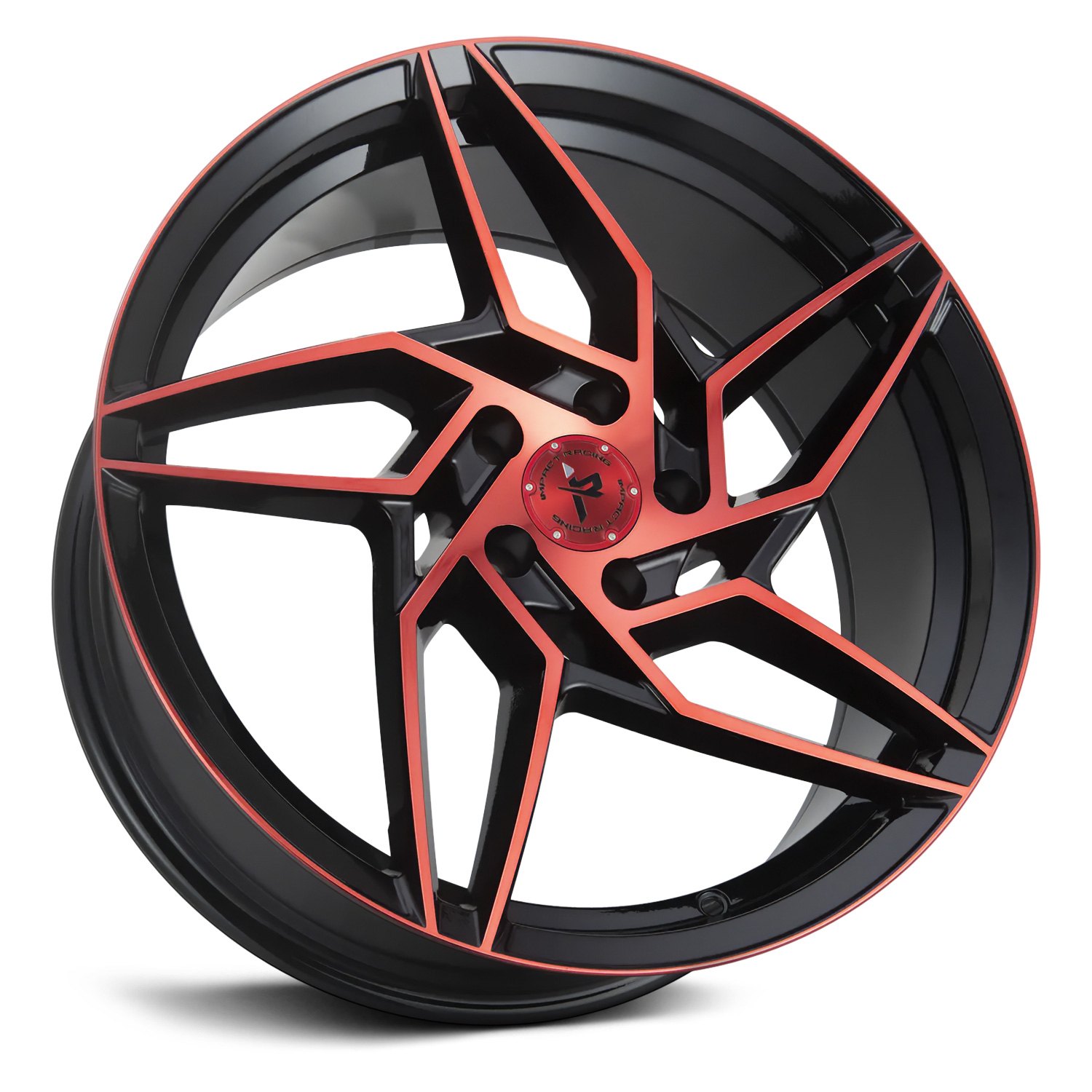 IMPACT RACING® 605 Wheels - Gloss Black with Machined Red Face Rims