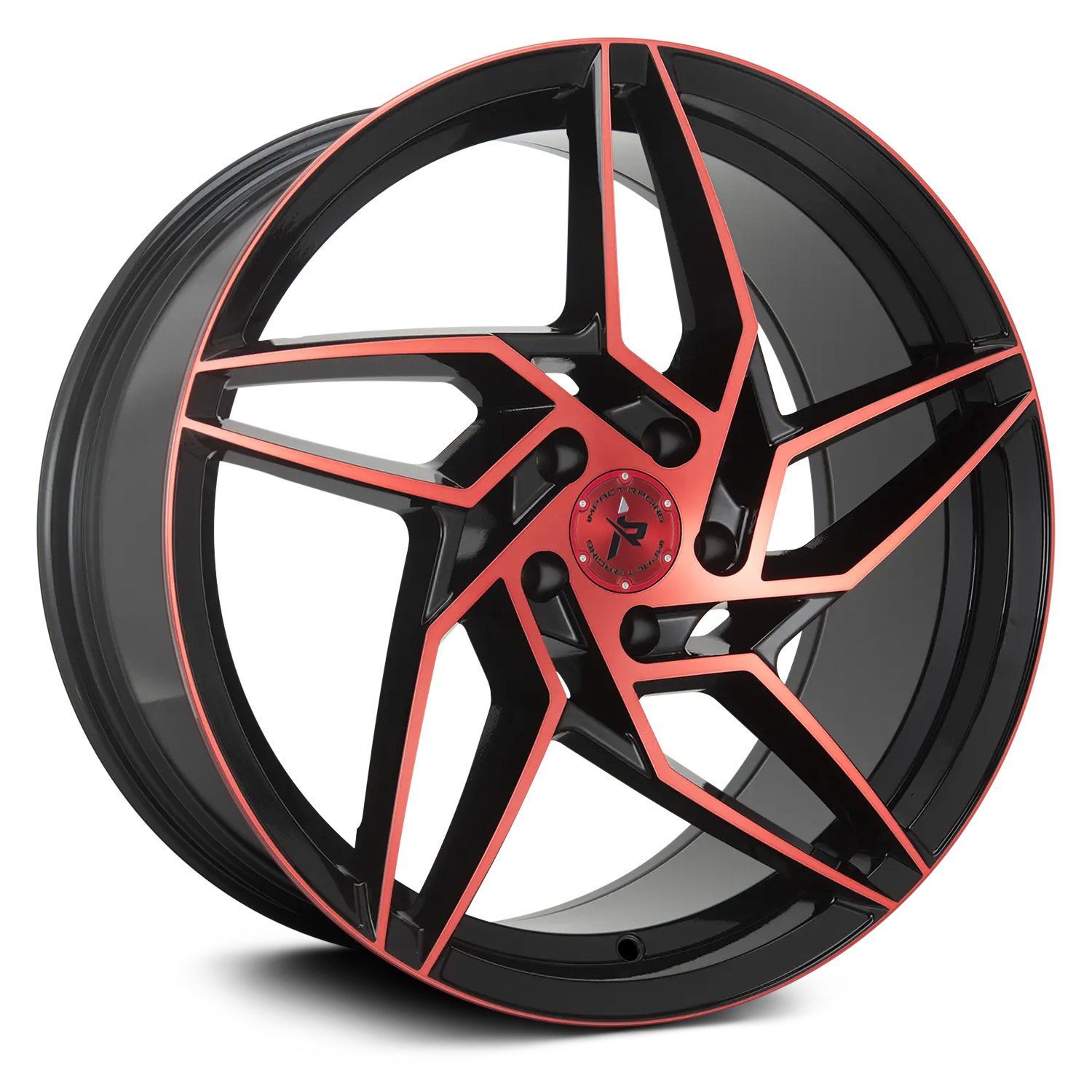 IMPACT RACING® 605 Wheels - Gloss Black with Machined Red Face Rims