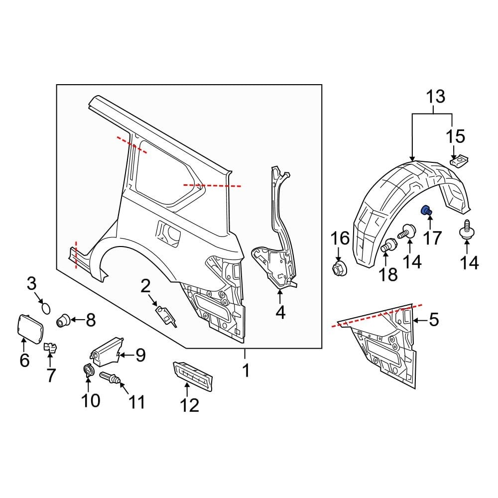 Infiniti OE 0155305131 - Quarter Panel Splash Shield Clip