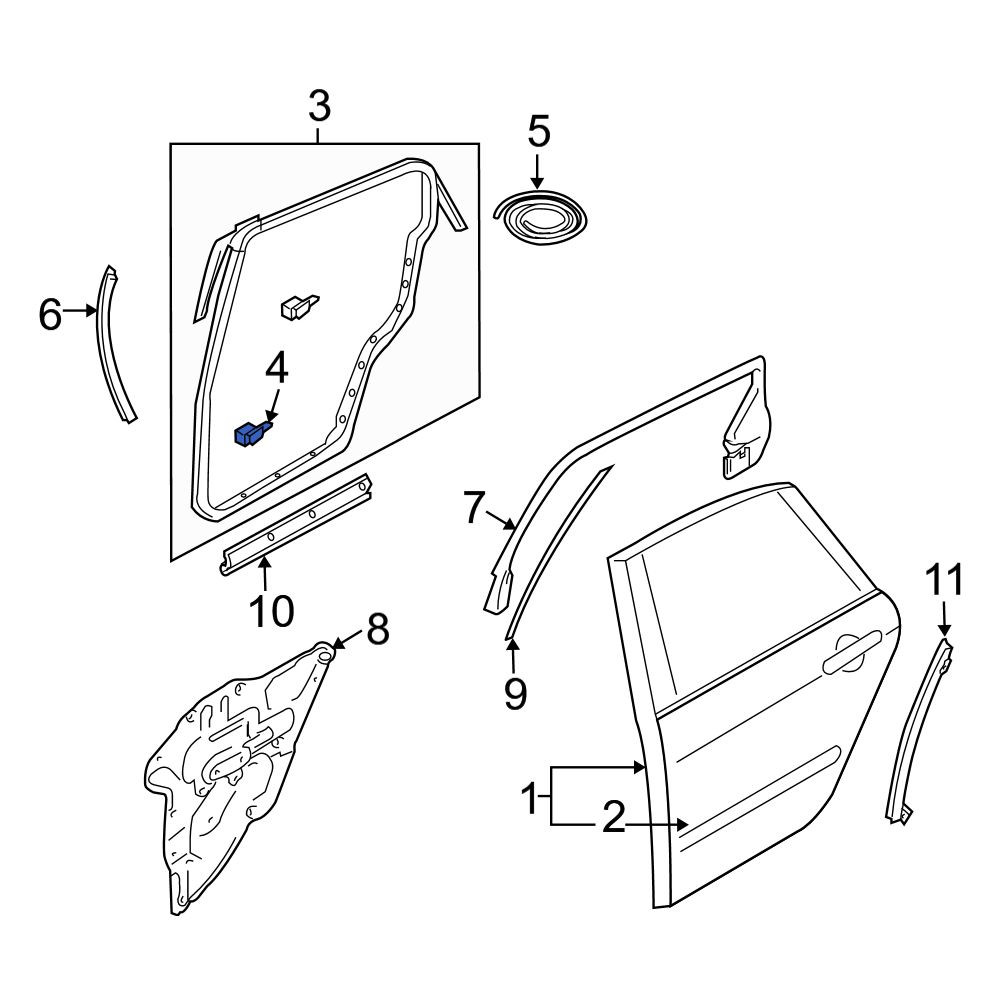 Infiniti OE 8085089922 - Rear Door Seal Clip