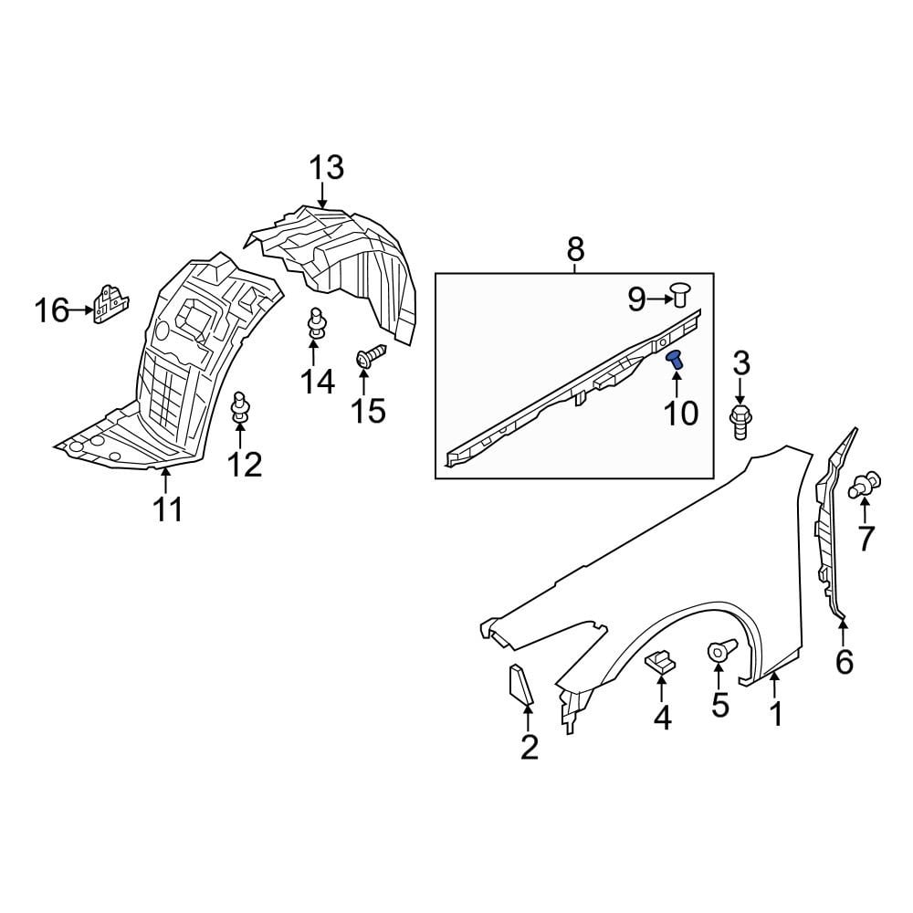 Infiniti OE 638489Y000 - Outer Fender Liner Retainer