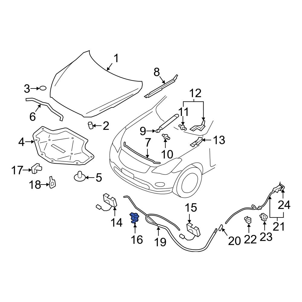 Infiniti OE 656701BA0A - Front Hood Safety Catch