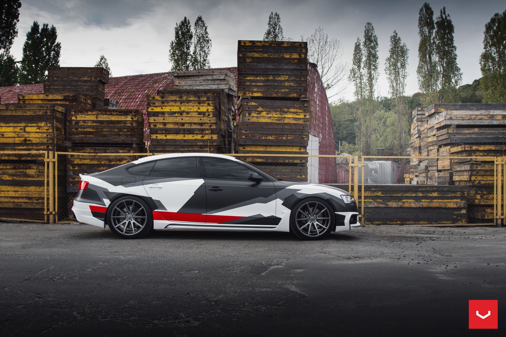 White Camo Wrapped Audi A5 Sportback by Vossen | CARiD.com Gallery