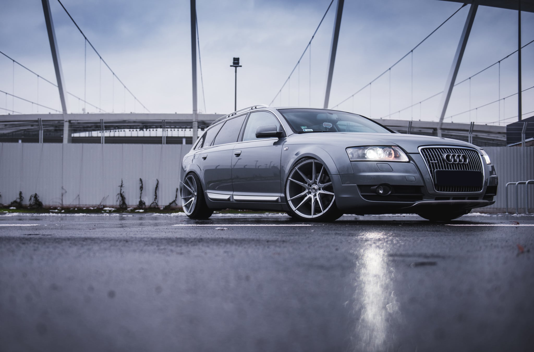 Beautiful Face of Gray Audi A6 Wearing Custom Chrome Billet Grille ...