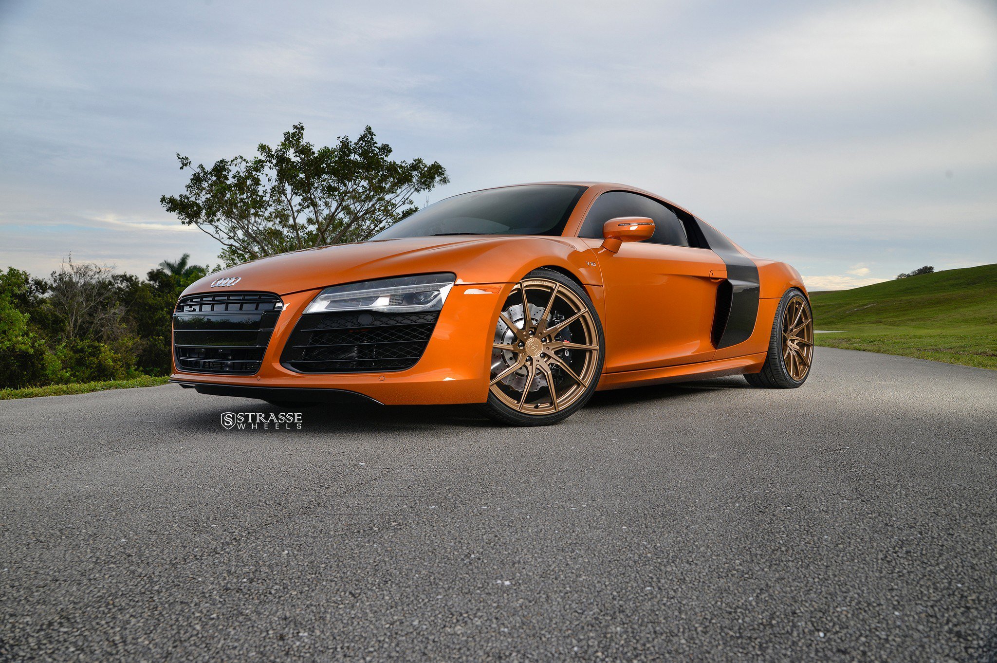 Satin Bronze Strasse Wheels Adorning Orange Audi R8 | CARiD.com Gallery