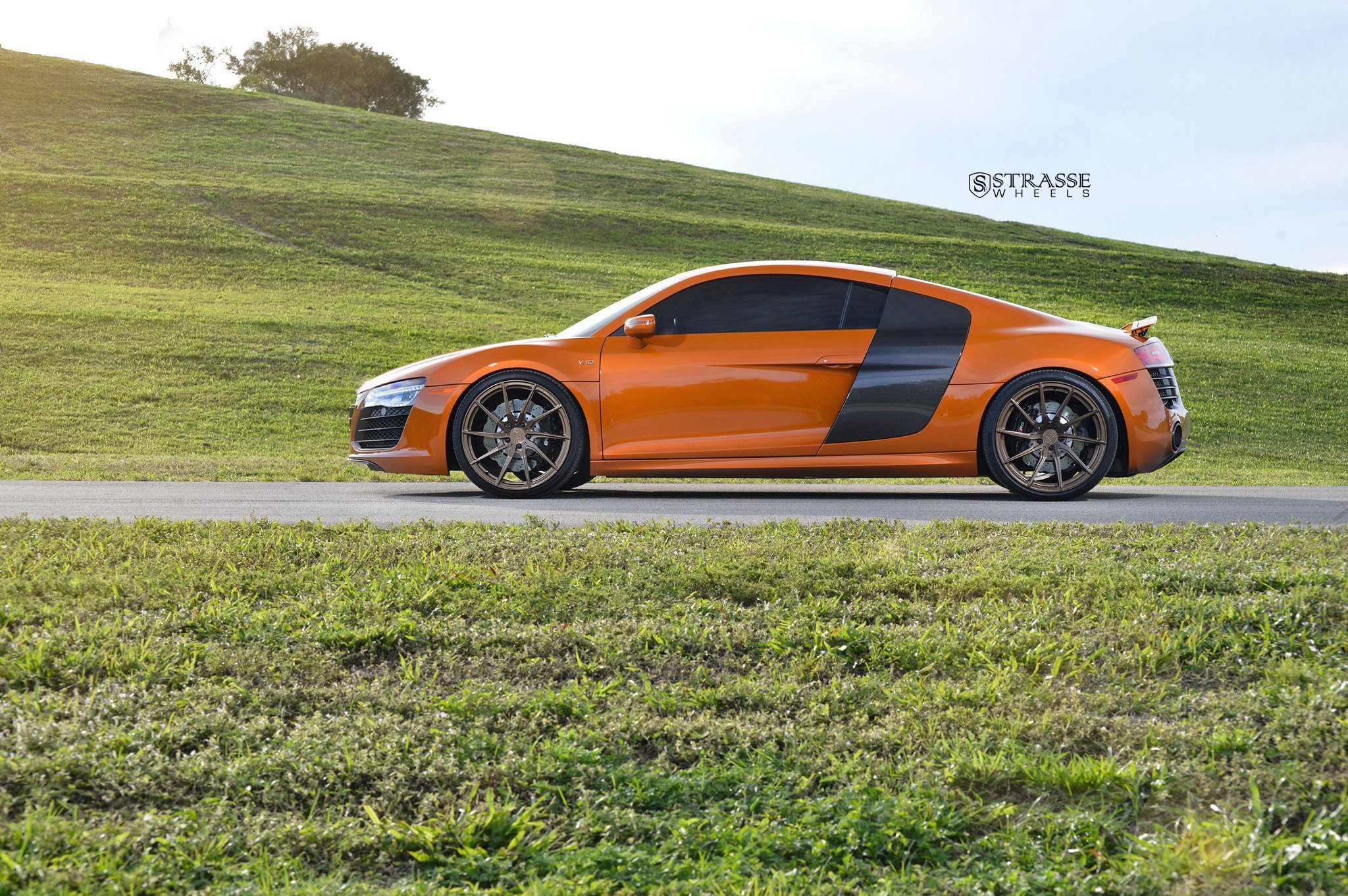 Satin Bronze Strasse Wheels Adorning Orange Audi R8 | CARiD.com Gallery