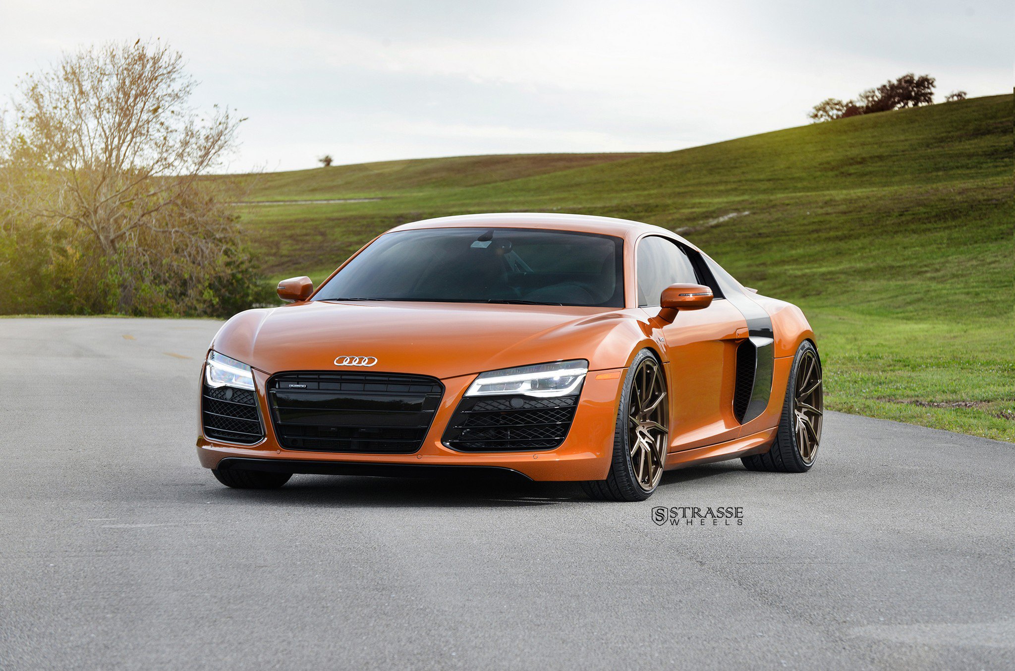 Satin Bronze Strasse Wheels Adorning Orange Audi R8 | CARiD.com Gallery