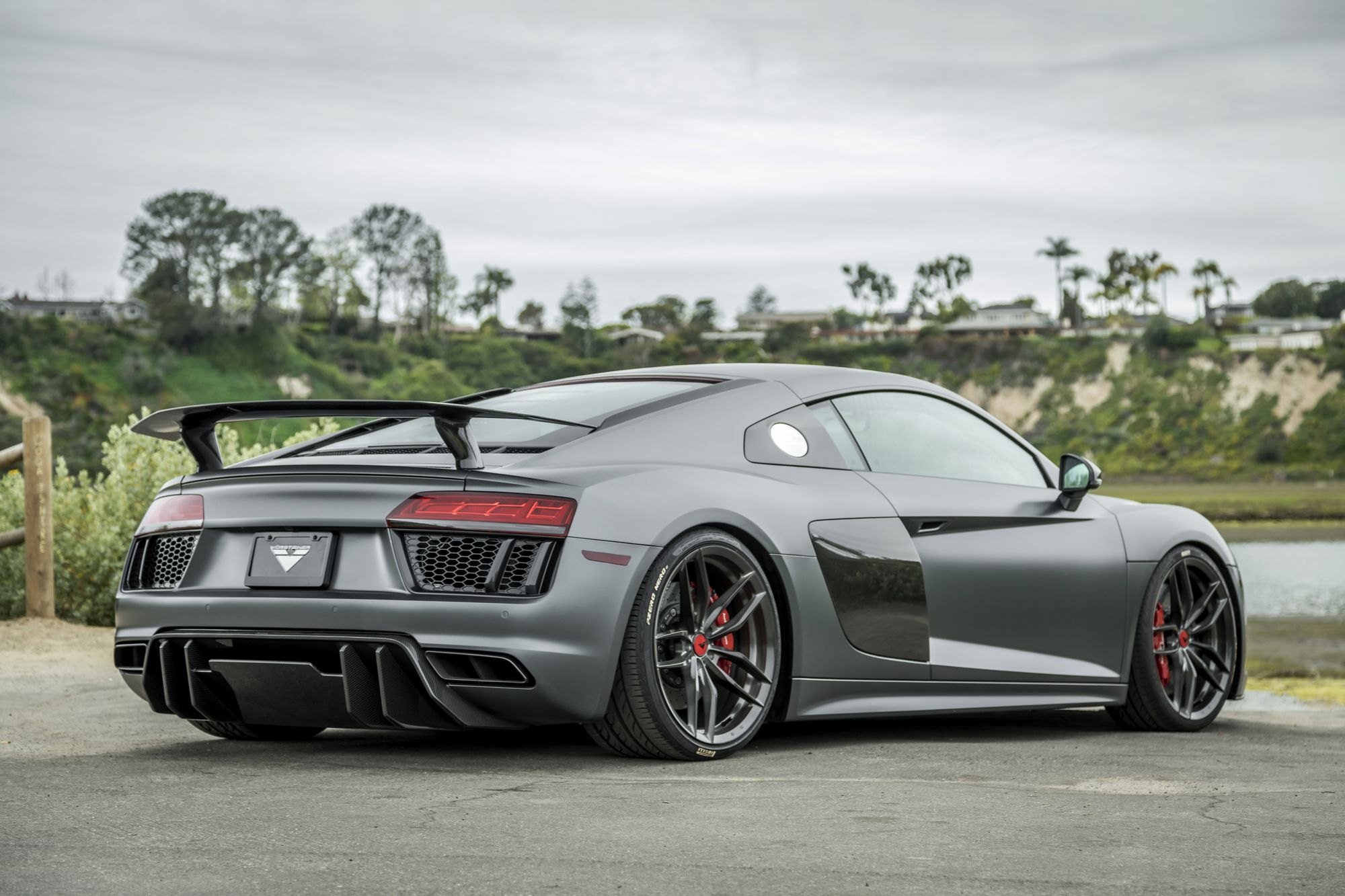 Custom Gray Audi R8 Standing Out with Vorsteiner Wheels on | CARiD.com ...
