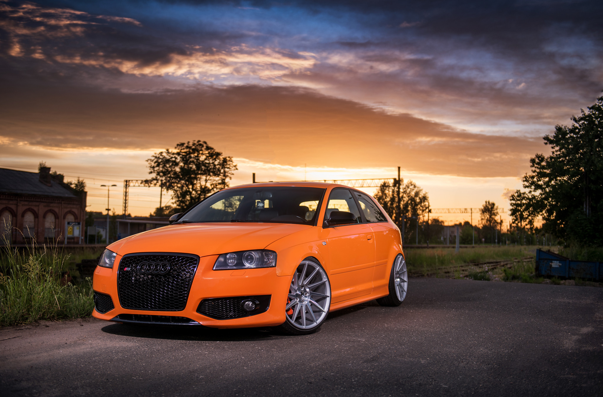 Hot Transformation of Orange Audi S3 with Blacked Out Mesh Grille ...