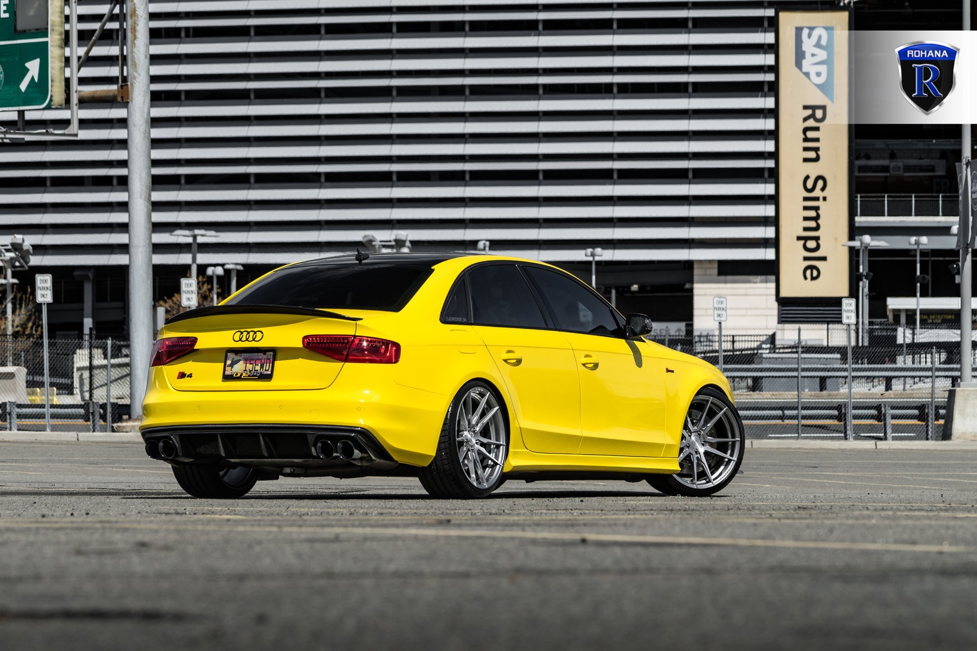 Live Fast, Drive Hard: Yellow Audi S4 with Blacked Out Mesh Grille ...