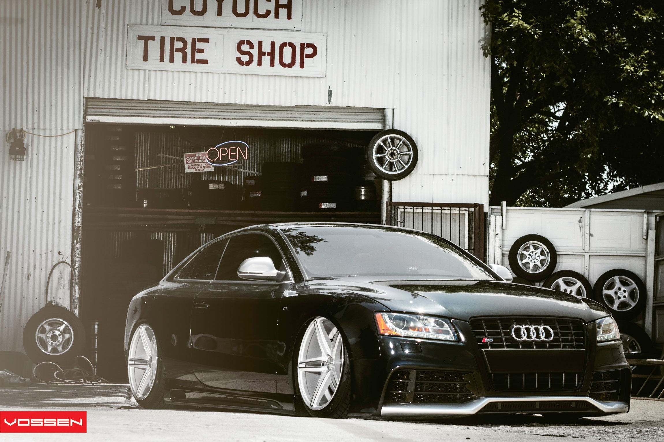Stylish Dropped Black Audi S5 on Classy 5 Spoke Wheels | CARiD.com Gallery