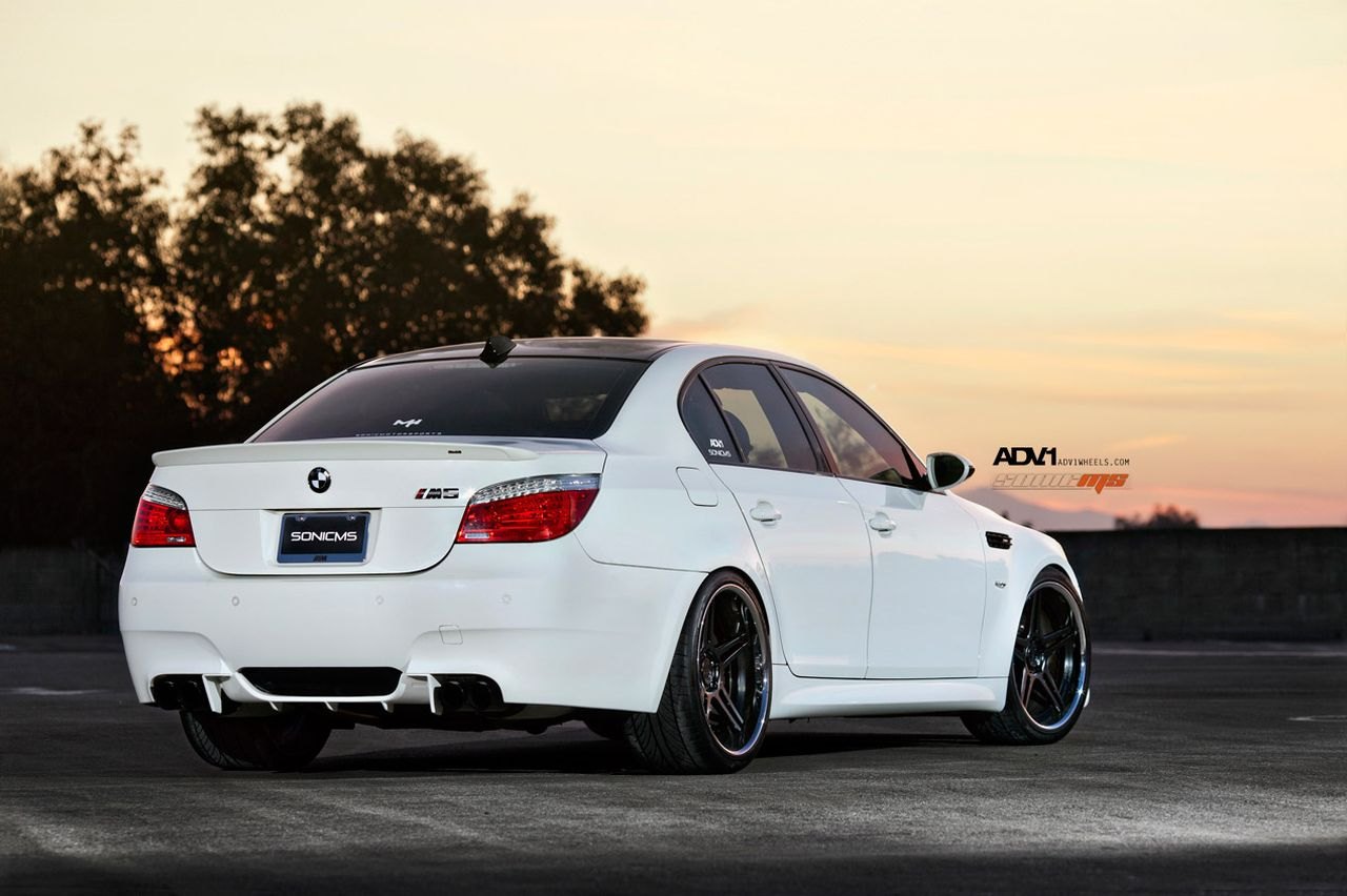 Fascinating White BMW M5 Sitting Low on ADV1 Custom Wheels | CARiD.com ...
