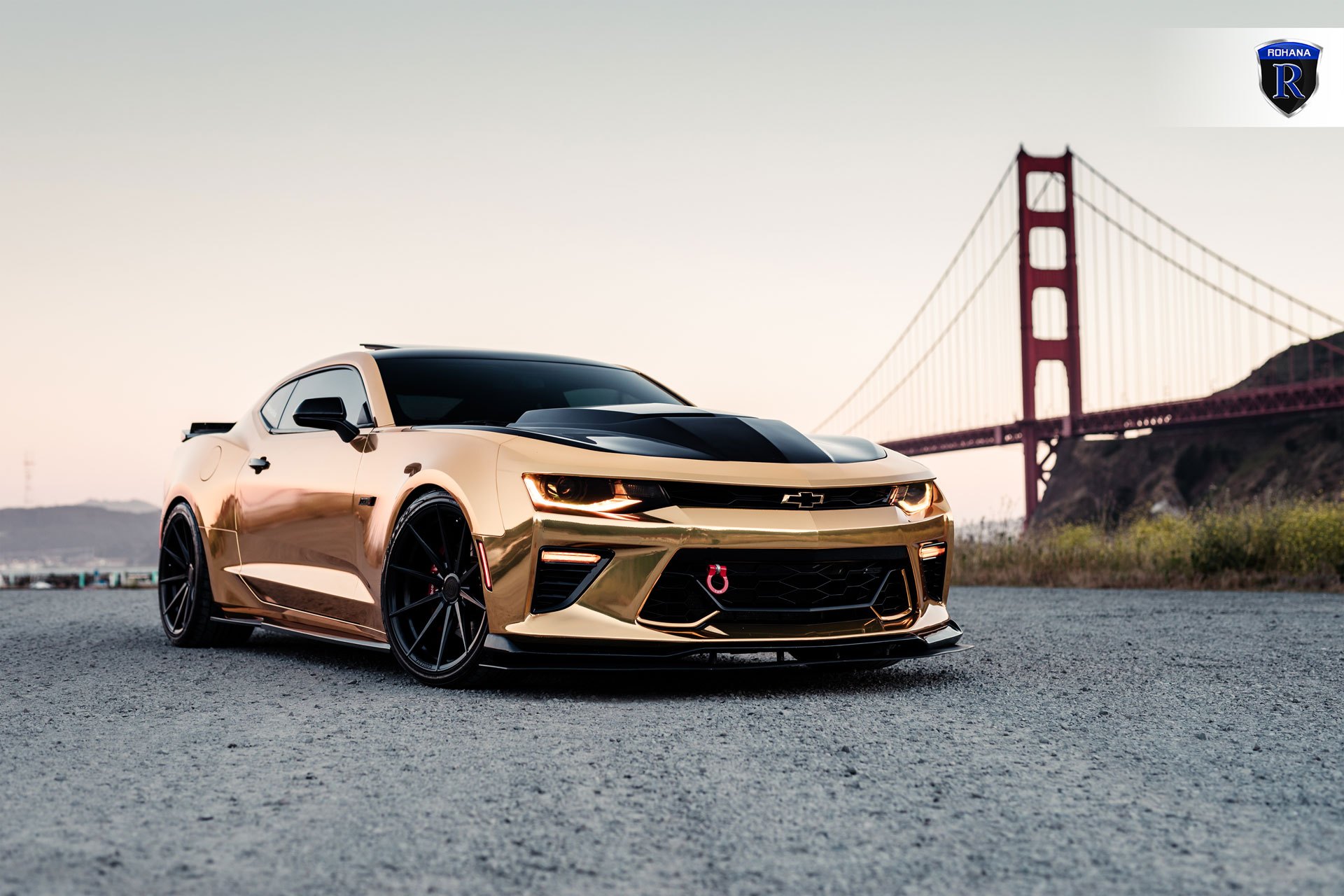 Rose Gold Chrome Camaro on Rohana Wheels | CARiD.com Gallery