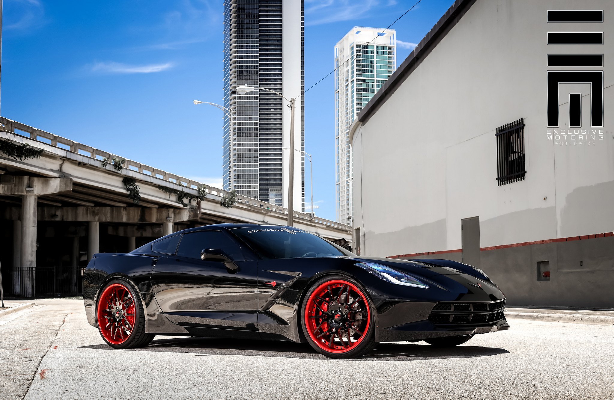 Sinister Corvette C7 With Red Custom Wheels | CARiD.com Gallery