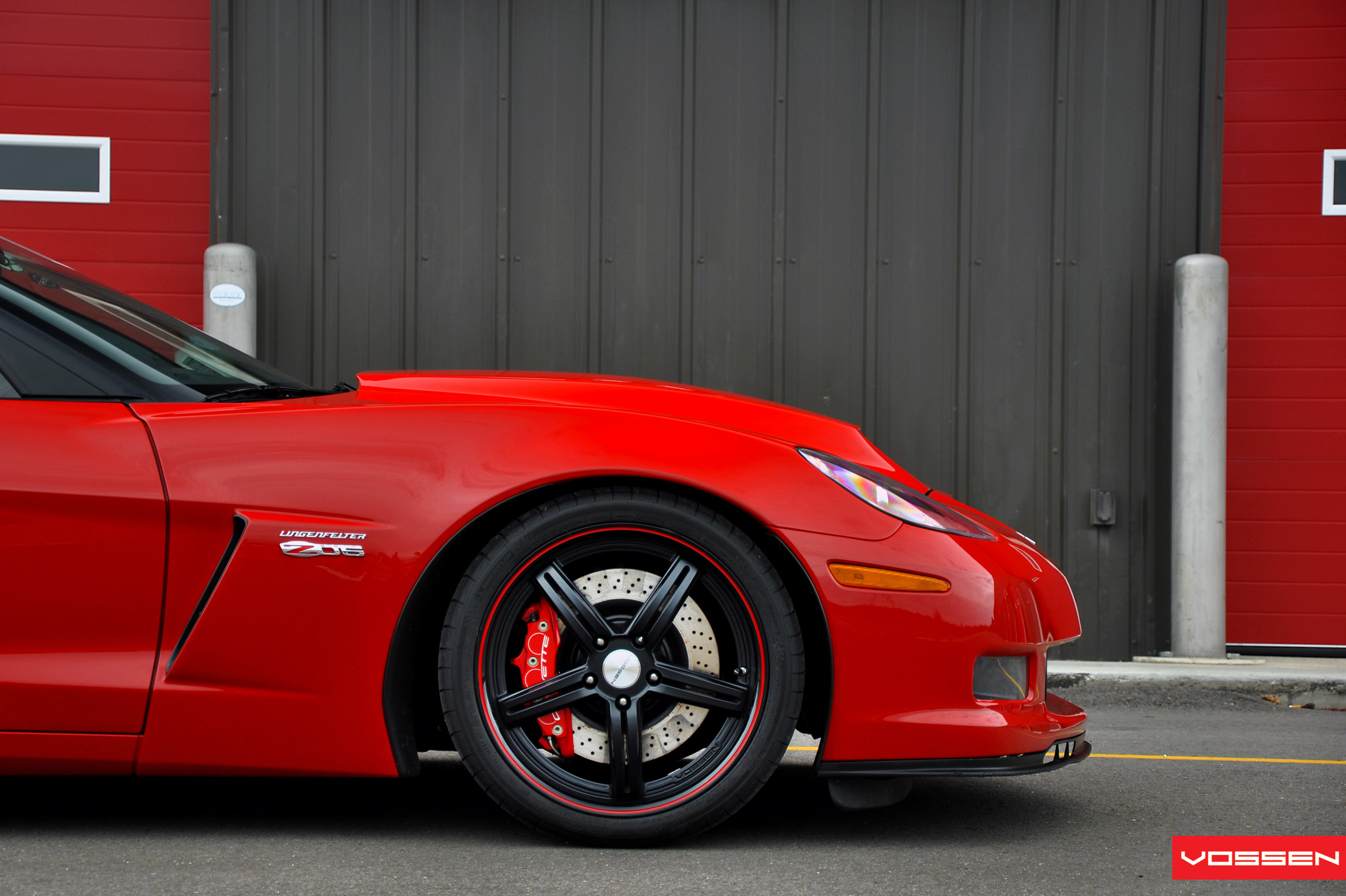 Bespoke Red Chevy Corvette on Custom Wheels with the Color Matched Lip ...
