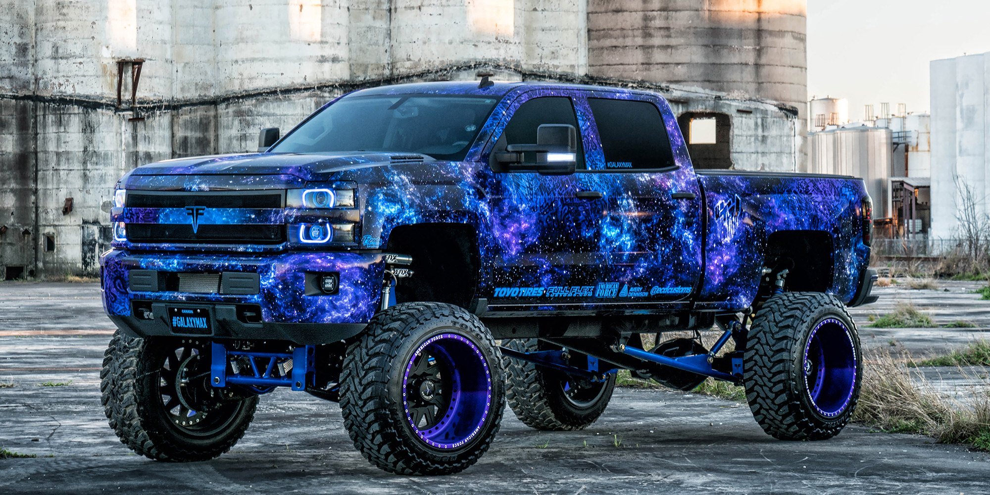 Galaxy Vinyl Wrap on Lifted Silverado 2500 HD | CARiD.com Gallery