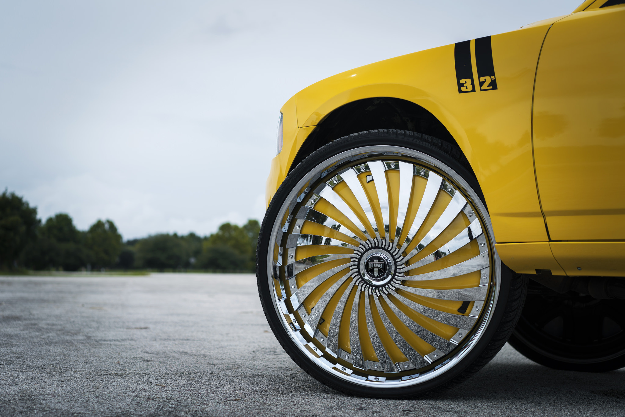 Yellow Dodge Charger RT on Extremely Big Color Matched DUBs | CARiD.com ...