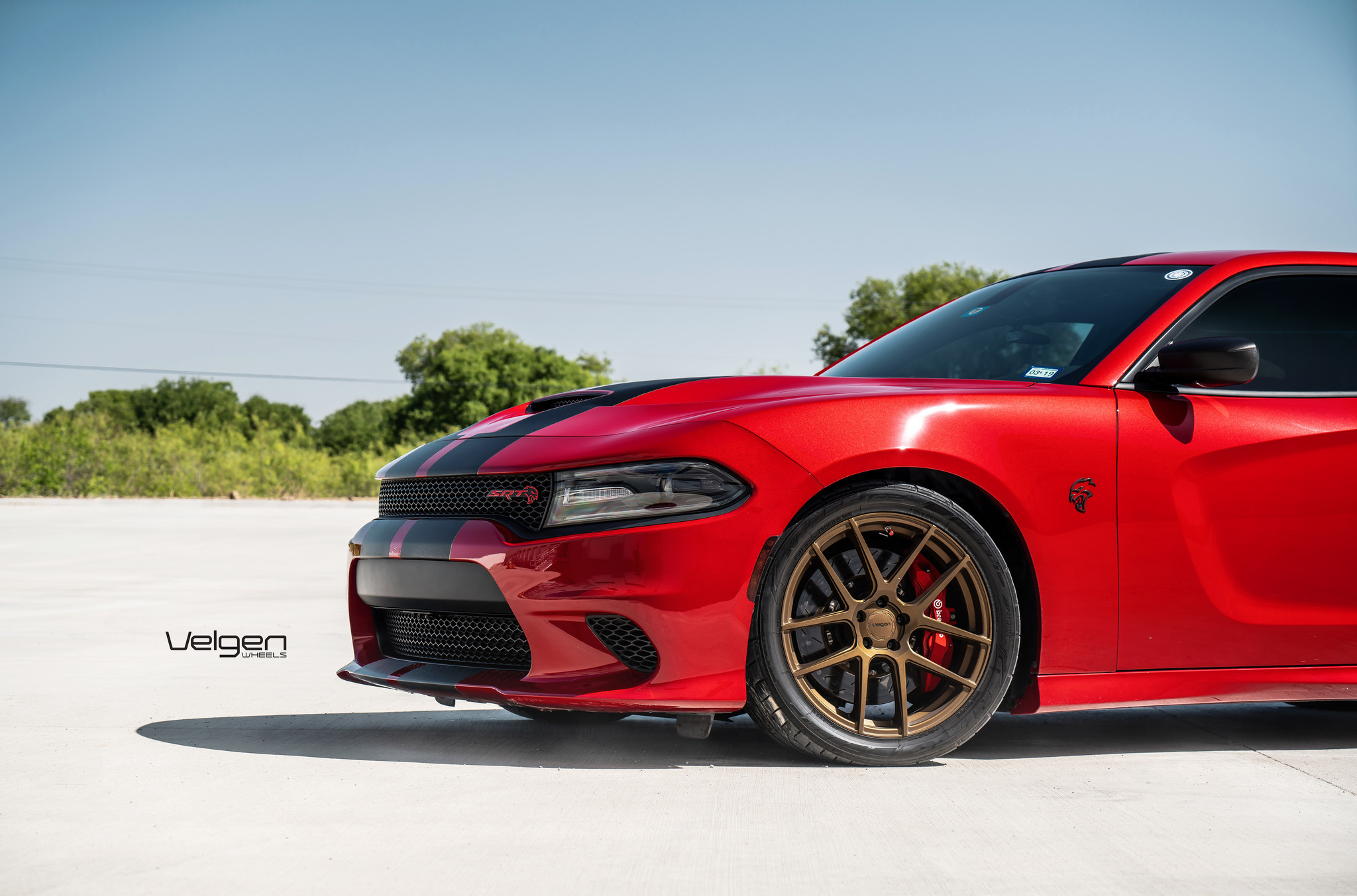 Red Dodge Charger SRT Goes Racy with Custom Rims and Black Stripes ...