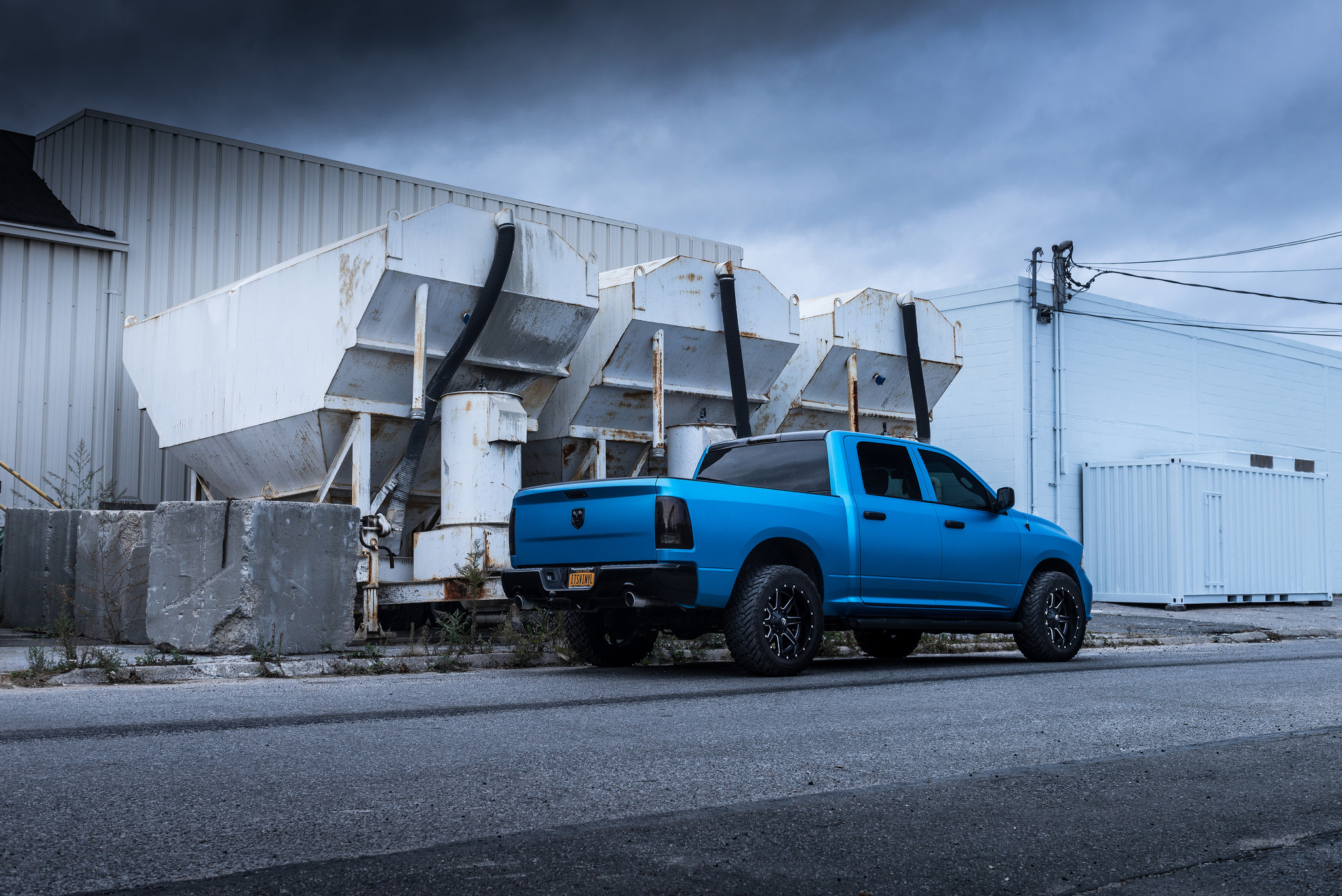Blue Chrome Wrapped Ram on Fuel Maverick Wheels and 33 Inch Tires ...