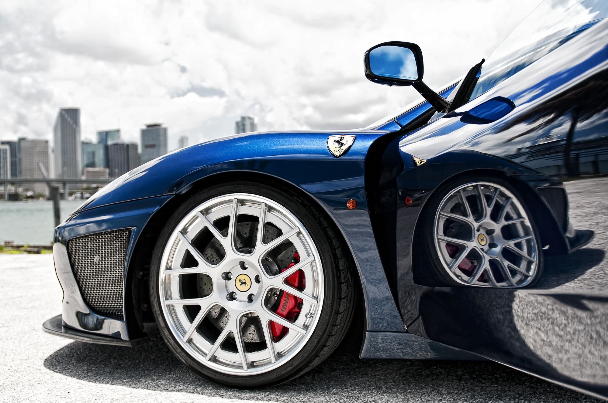 Blue Ferrari 360 With a Low Stance and Mirror Polished ADV1 Rims ...