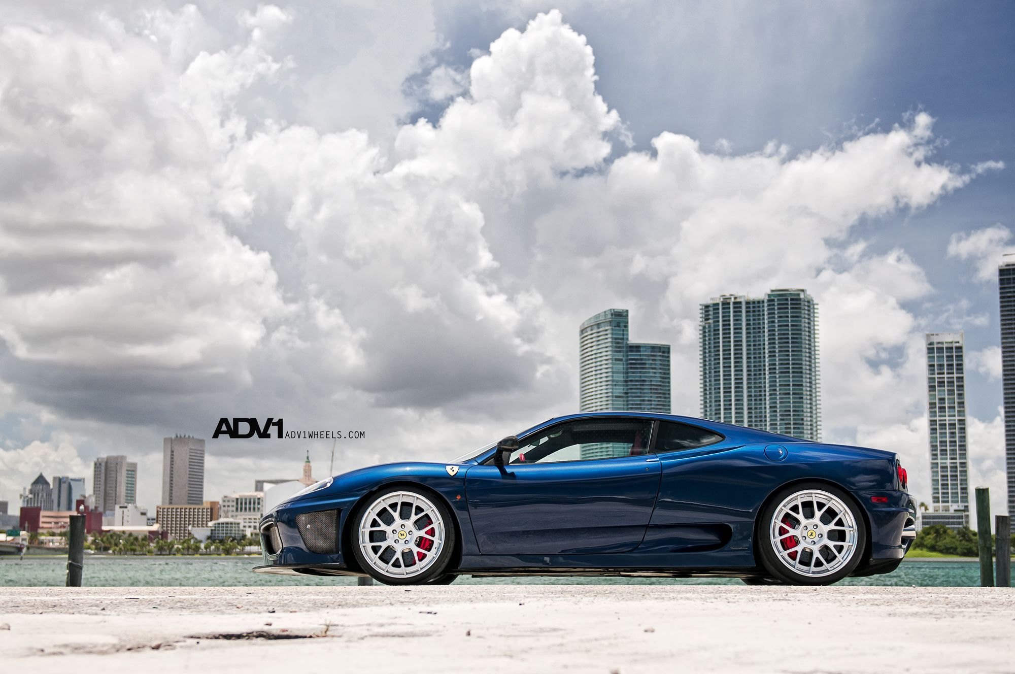 Blue Ferrari 360 With a Low Stance and Mirror Polished ADV1 Rims ...