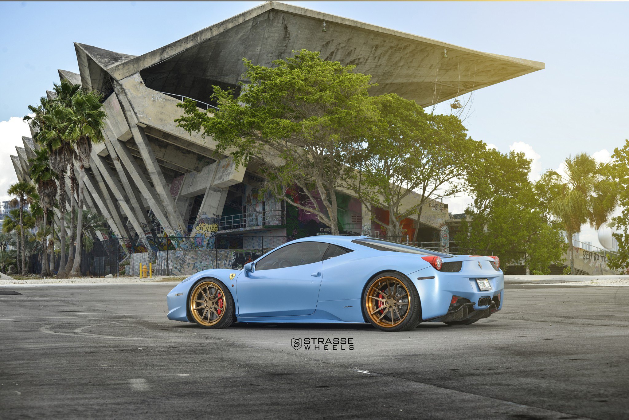 Stylish Thing: Custom Matte Baby Blue Ferrari 458 on Golden Bronze ...